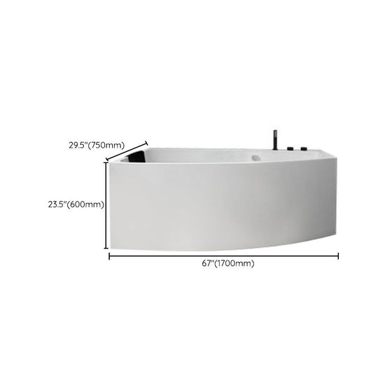 Modern Corner White Bathtub Back to Wall with Drain Bath Tub - Clearhalo