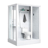 One Piece Tempered Glass Single Sliding Shower Enclosure White Frame ...