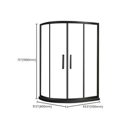 Round Double Sliding Shower Enclosure Corner Tempered Glass Shower ...