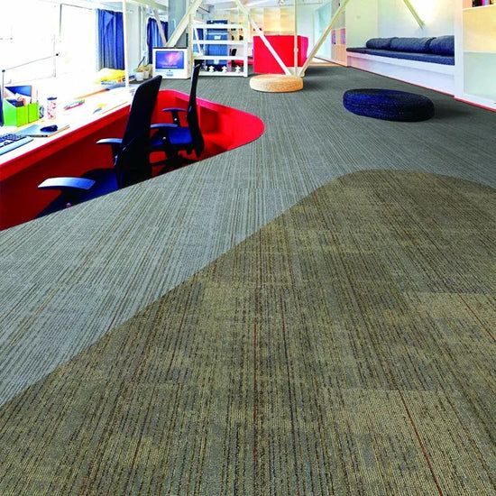 Loose Lay Indoor Carpet Tiles Dark Color Non-Skid Level Loop Carpet ...