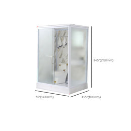Framed Single Sliding Frosted Shower Kit Rectangle White Shower Stall ...