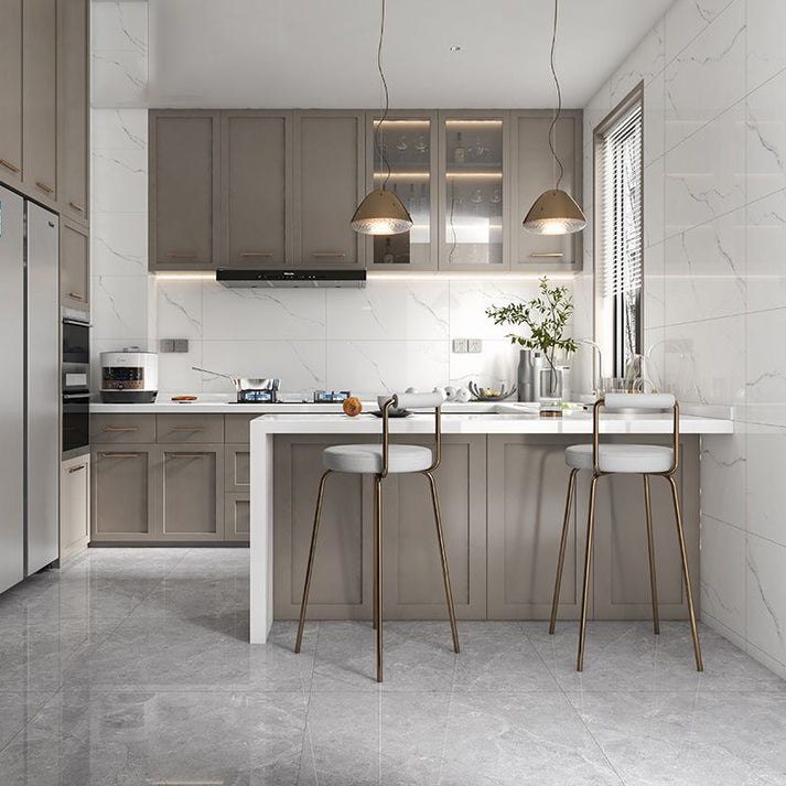 Rectangular White Tile Modern Straight Edge Polished Wall Tile - Clearhalo