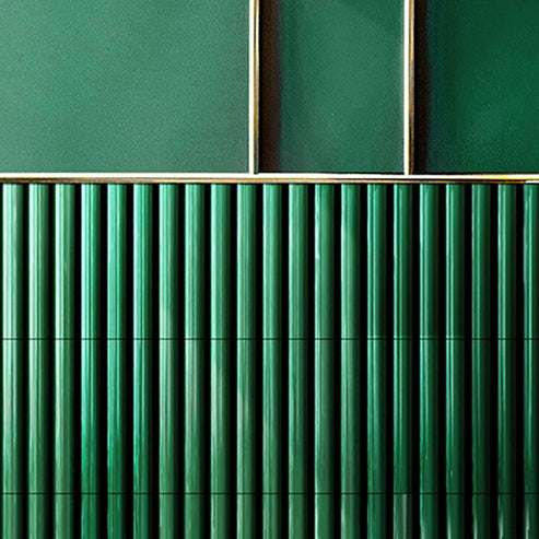 Unpatterned Rectangular Wall Tiles Stone Green Monochrome Tiles - Clearhalo