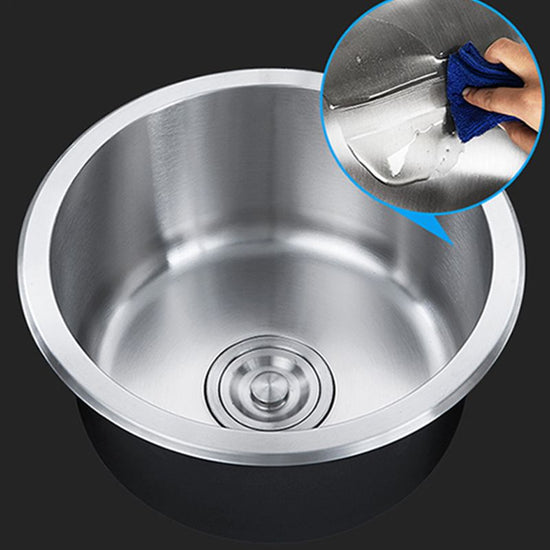 Contemporary Single Bowl Kitchen Sink Round Stainless Steel Sink with ...