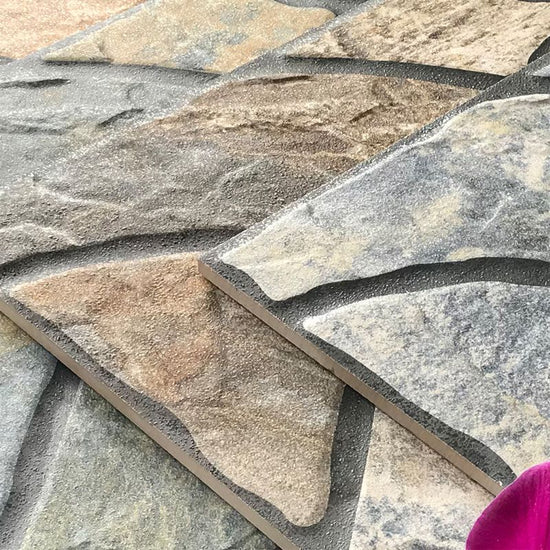 Modern Style Waterproof Wall Tile Stacked Stone Texture Straight Edge ...