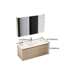 Wall-Mounted Modern Light Wood Single-Sink Open Console with Sink Set ...