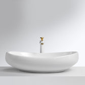 Luxury Bathroom Sink Ceramic Oval White Basin Drain Assembly Bathroom ...