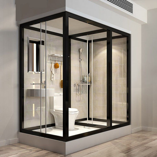 Contemporary Framed Shower Stall Frosted Shower Stall with Ceiling ...