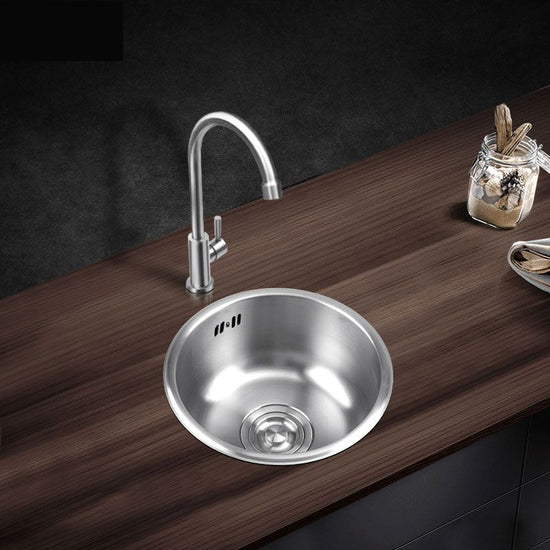 Round Stainless Steel Kitchen Sink with Drain Assembly Drop-In Sink ...