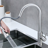 Modern Style Kitchen Faucet Stainless Steel 1-Handle Retractable ...