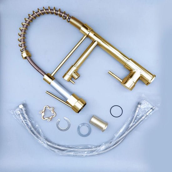 Glam Sink Faucet Brass Lever Handles Spring Neck Swivel Spout Bathroom ...