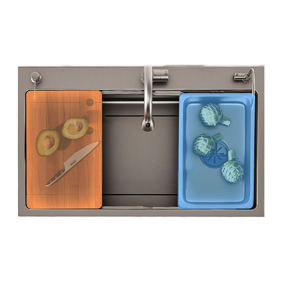 Contemporary Style Kitchen Sink Set Stainless Steel Friction Resistant ...