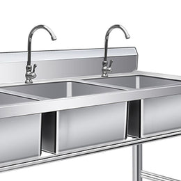 Basic Kitchen Sink Rectangular Workstation Sink with Faucets - Clearhalo