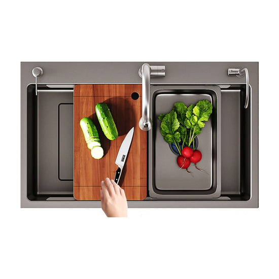 Contemporary Style Kitchen Sink Set Stainless Steel Friction Resistant ...