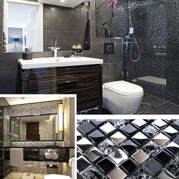Glass Mosaic Tile Square Shape Wall Tile with Fade Resistant - Clearhalo