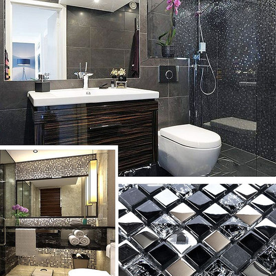 Glass Mosaic Tile Square Shape Wall Tile with Fade Resistant - Clearhalo