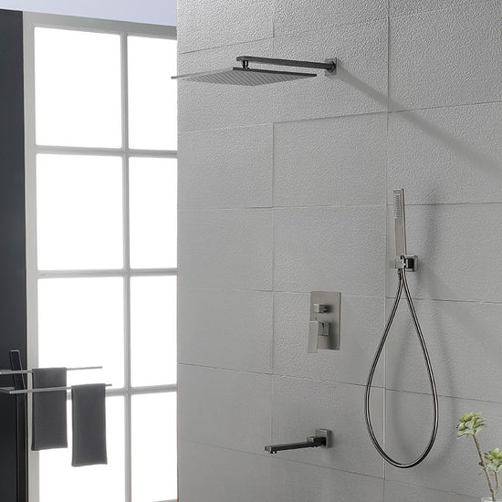 Modern Shower Faucet Brass Square Adjustable Shower Head Wall Mounted ...