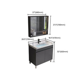 Grey Modern Solid Wood Single-Sink Open Console with Sink Set - Clearhalo