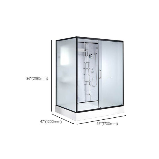 Single Sliding Rectangle Shower Kit White Frosted Shower Stall with ...
