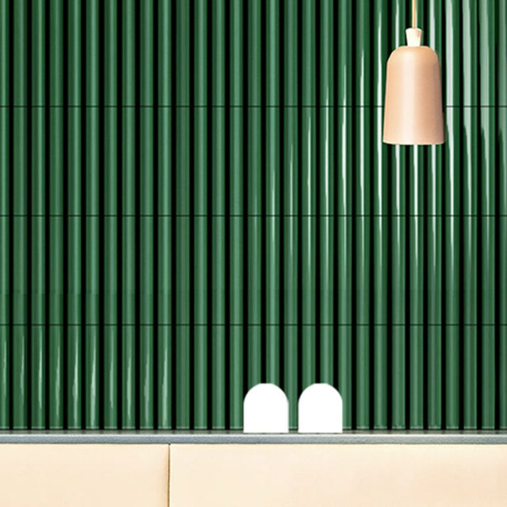 Unpatterned Rectangular Wall Tiles Stone Green Monochrome Tiles - Clearhalo