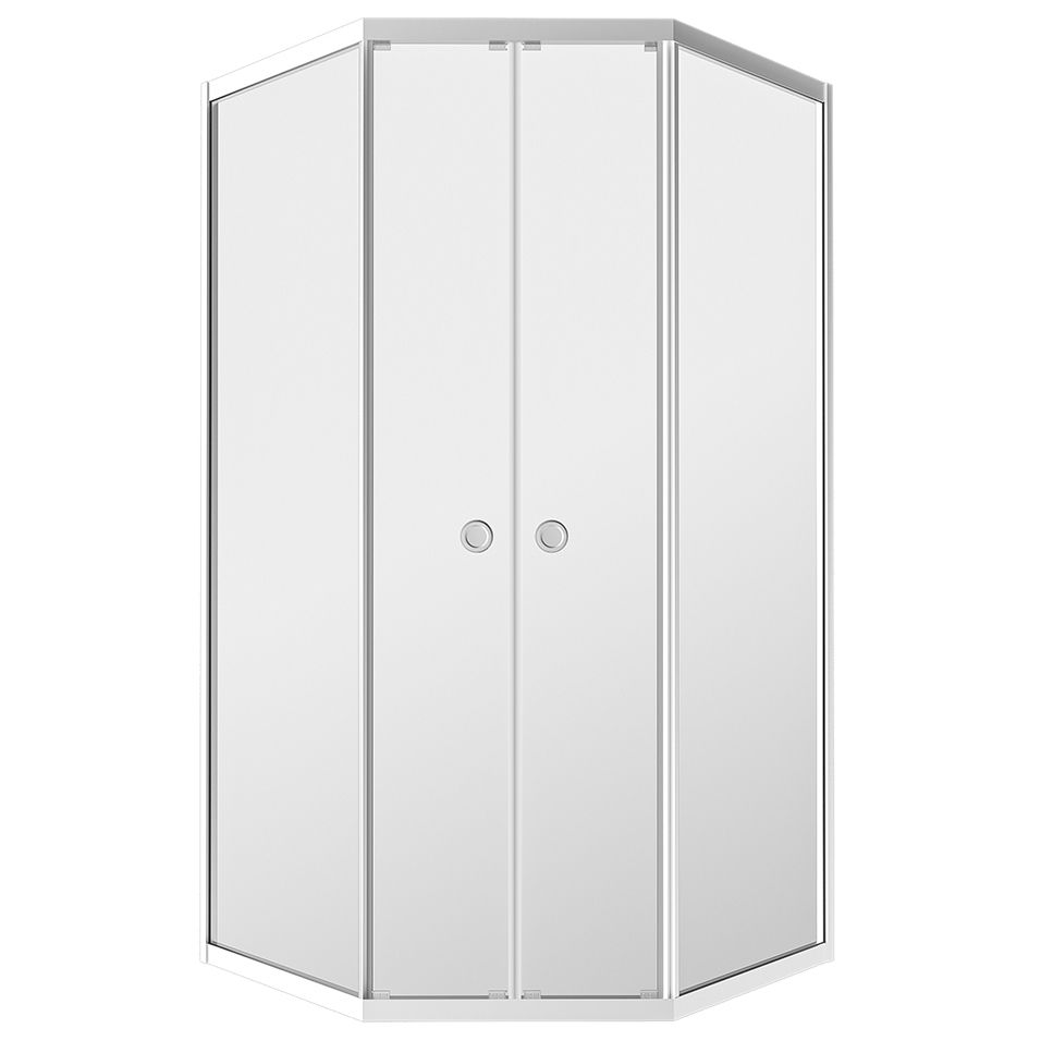 Neo-Angle Clear Tempered Shower Enclosure Framed Double Sliding Shower ...