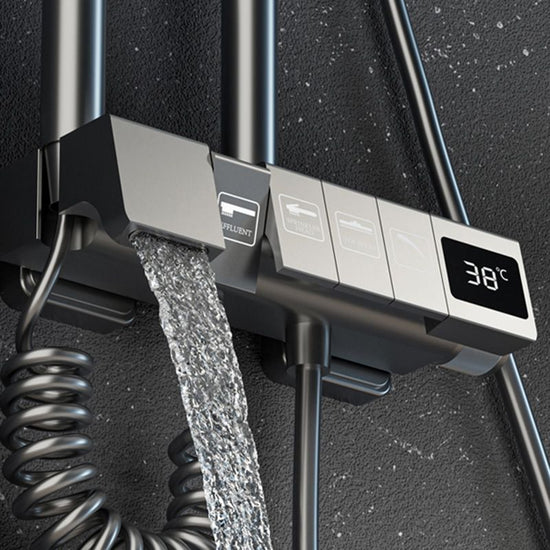 Contemporary Shower Set Slide Bar Dual Shower Head Thermostatic Wall ...