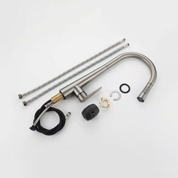 Modern Retractable Kitchen Faucet Stainless Steel 1-Handle High Arc ...