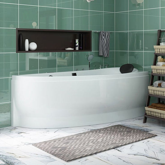 Free Form Bathroom Soaking Bathtub Back to Wall with Drain Tub - Clearhalo