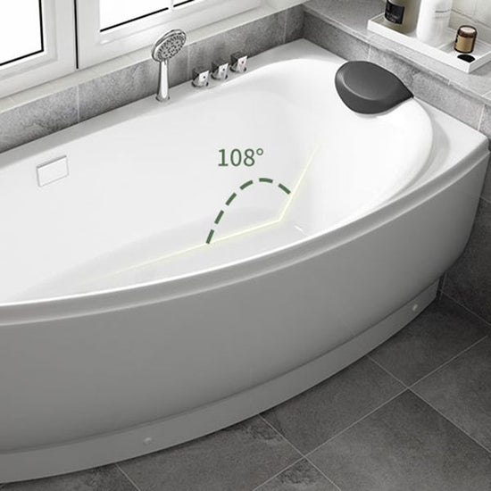 Modern Corner Bath Back to Wall Acrylic Soaking White Bathtub - Clearhalo