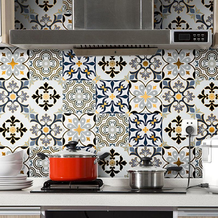 PVC Square Peel & Stick Mosaic Tile Multi-Color Kitchen and Bathroom ...