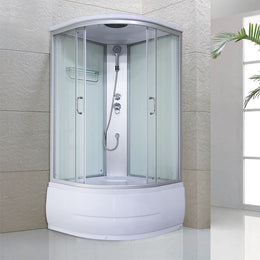 Corner Round Tub & Shower Kit Double Sliding Semi-Frameless Tub ...