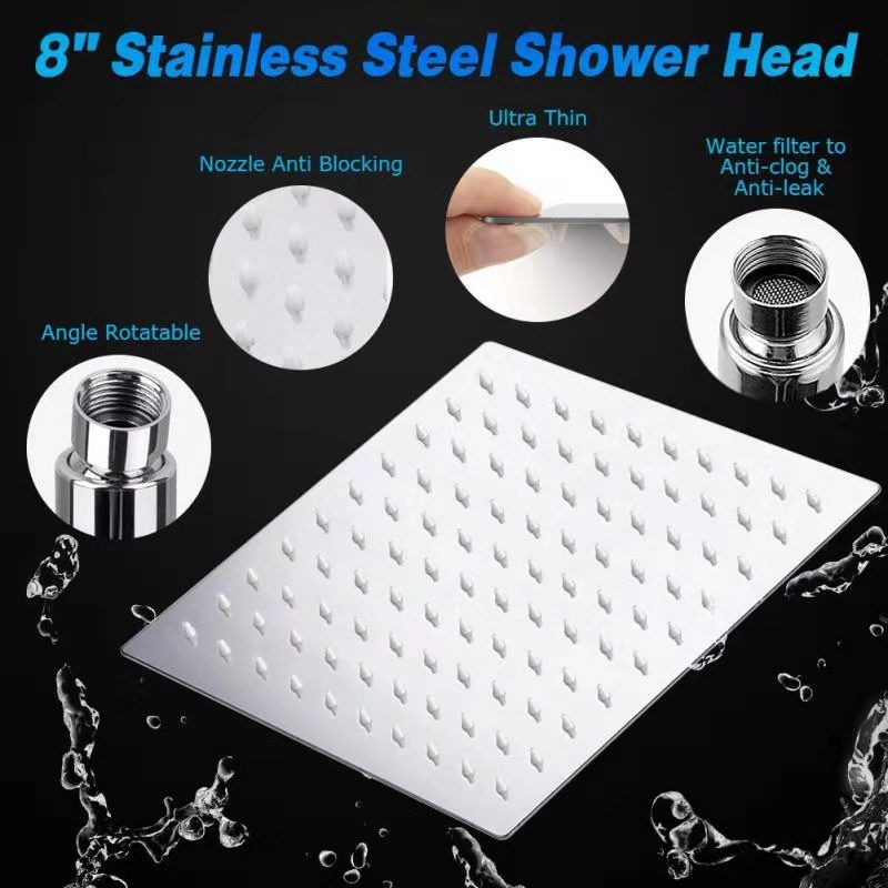Traditional Dual Shower Head Square Wall Mounted Dual Shower - Clearhalo