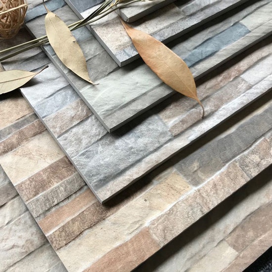 Outdoor Wall Floor Tile Ceramic Straight Edge Stacked Stone Brick Look ...