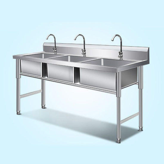 Basic Kitchen Sink Rectangular Workstation Sink with Faucets - Clearhalo