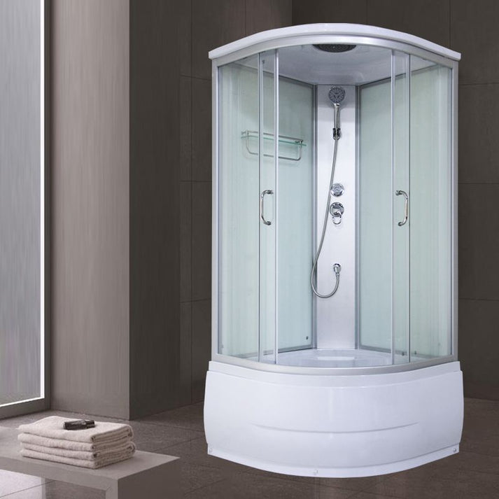 Corner Round Tub & Shower Kit Double Sliding Semi-Frameless Tub ...