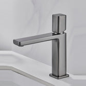 Modern Knob Handle Square Faucet Brass Deck Mounted Bathroom Sink ...