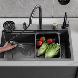 Modern Kitchen Sink Stainless Rectangular Faucet Kitchen Sink - Clearhalo
