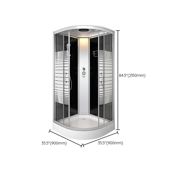 Contemporary Round Shower Stall Double Sliding Frosted Framed Shower ...