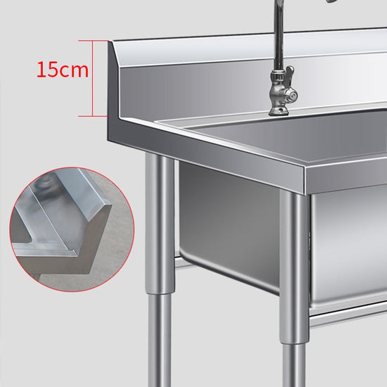 Basic Kitchen Sink Rectangular Workstation Sink with Faucets - Clearhalo