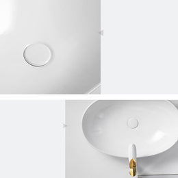 Luxury Bathroom Sink Ceramic Oval White Basin Drain Assembly Bathroom ...