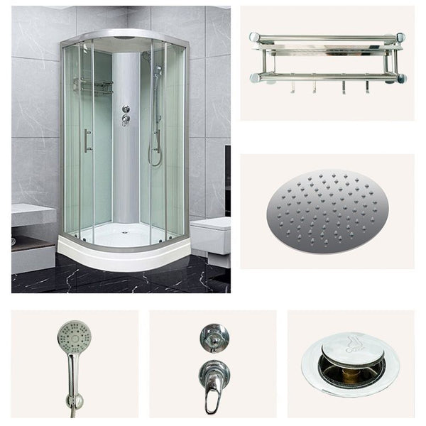 Contemporary Round Shower Stall Striped Framed Shower Stall with ...