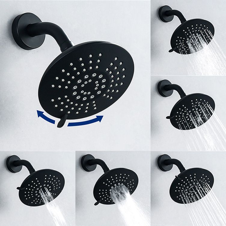 Round Fixed Shower Head Matte Black 5-Spray Patterns Wall-Mount Shower ...