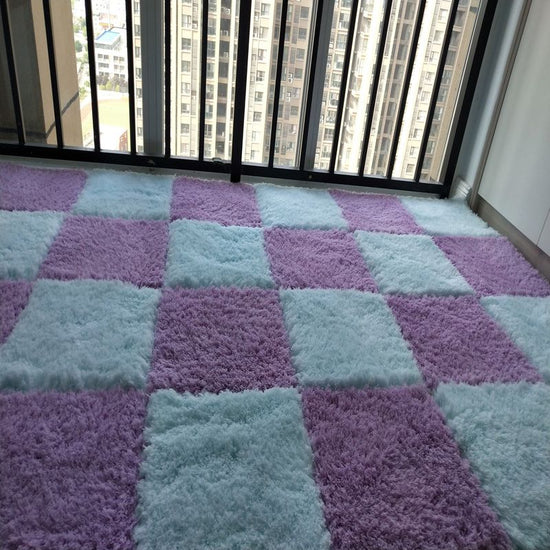 Modern Carpet Tiles Square Color Block Shag Interlocking Carpet Tiles ...