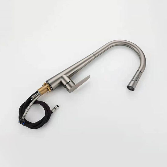 Modern Retractable Kitchen Faucet Stainless Steel 1-Handle High Arc ...