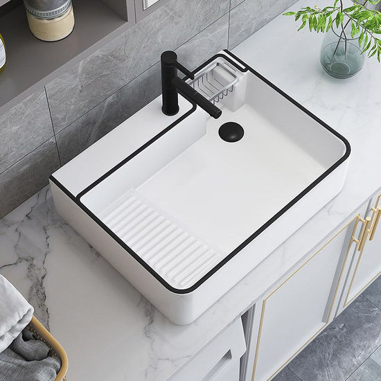 Porcelain Trough Bathroom Sink Traditional Trough Bathroom Sink With ...