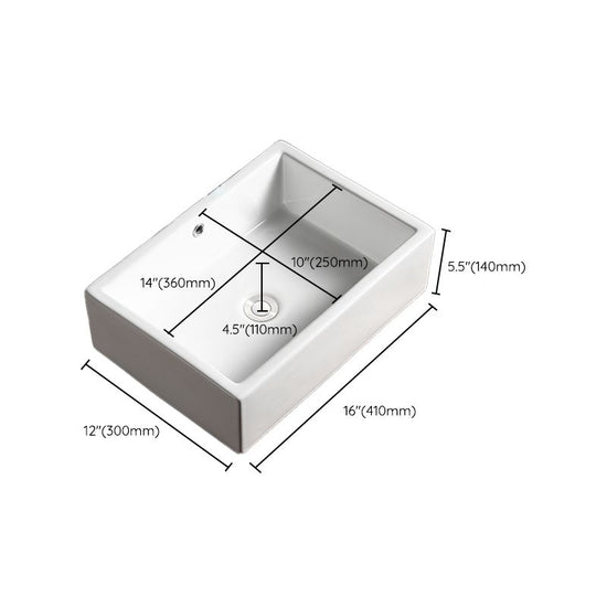Modern Bathroom Sink Porcelain Rectangular with Drain Assembly Vessel ...