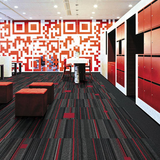Stripe Printed Carpet Tiles Office Room Loose Lay Level Loop Square ...