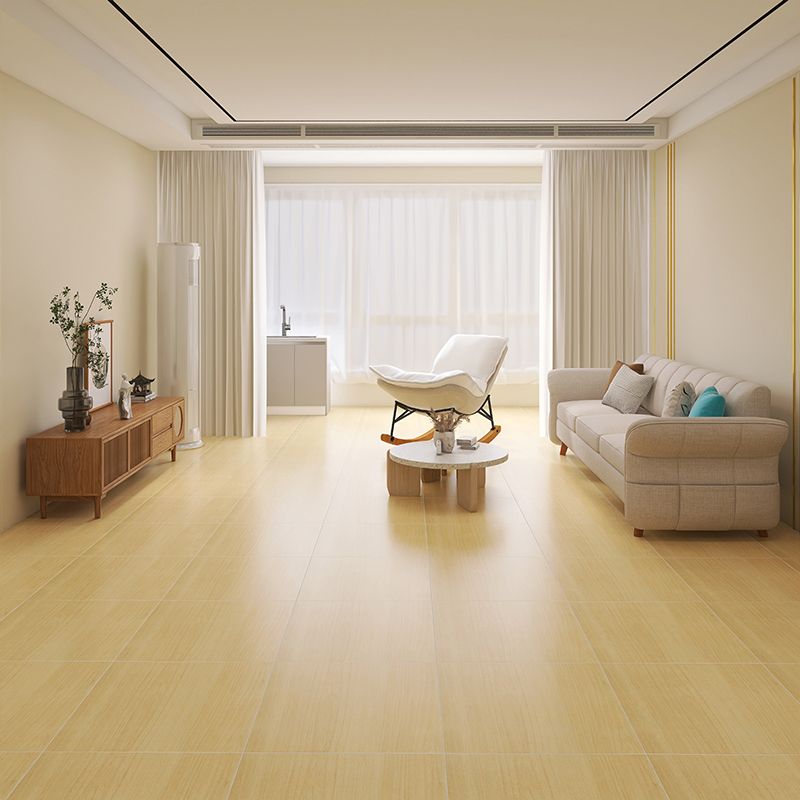 Modern Style Floor Tile Solid Color Straight Edge Wooden Effect Square ...
