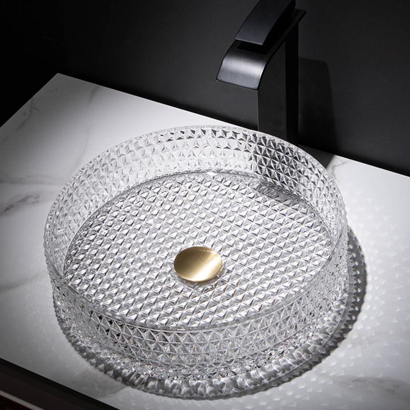 Modern Clear Wash Stand Glass Trough Bathroom Sink for Bathroom - Clearhalo