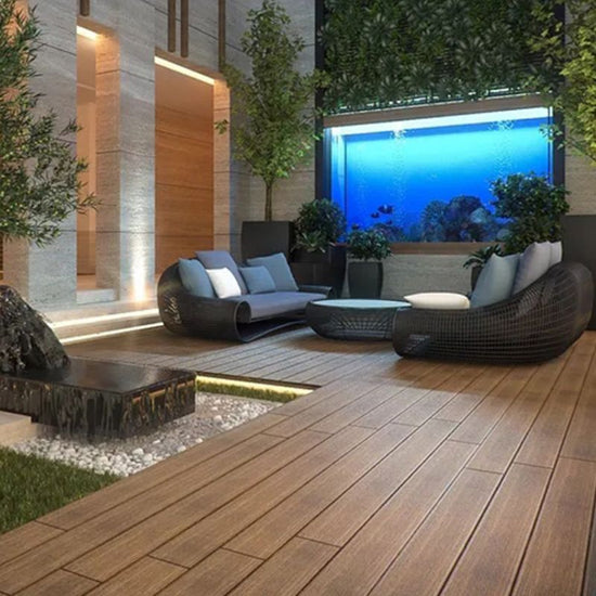 Wooden Outdoor Flooring Tiles Interlocking Patio Flooring Tiles - Clearhalo